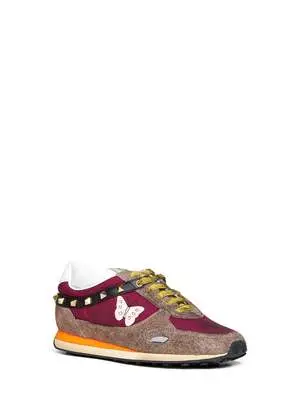 Valentino Garavani Split Leather And Nylon Stud Up Sneakers