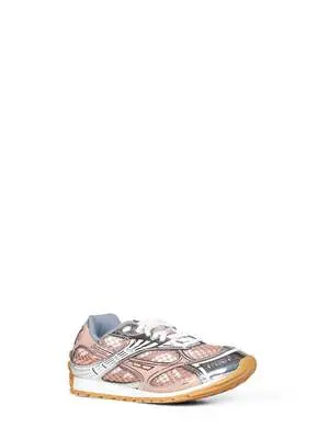 Bottega Veneta White And Terra Pink Technical Fabric And Mesh Orbit Sneakers