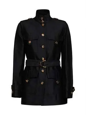 Zimmermann Black Wool And Silk Valiant Belted Utility Jacket - Multicolor