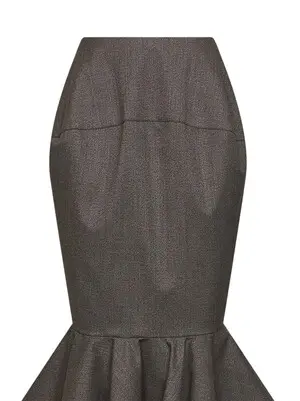 Jacquemus Dark Brown Virgin Wool The Palmier Midi Skirt