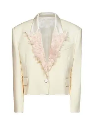 Attico Milk Stretch Virgin Wool Superattico10 Cropped Blazer - Multicolor