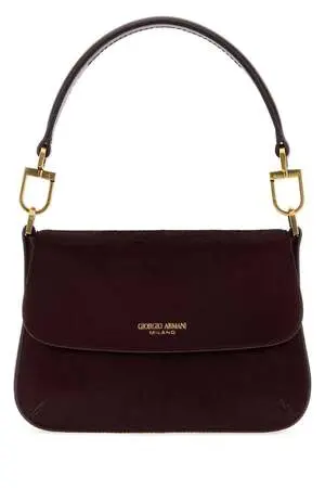 Giorgio Armani Burgundy Calf Hair Shoulder Bag - Red