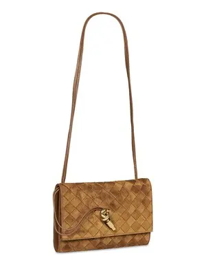 Bottega Veneta Dark Caramel 20 Andiamo Pouch With Shoulder Strap
