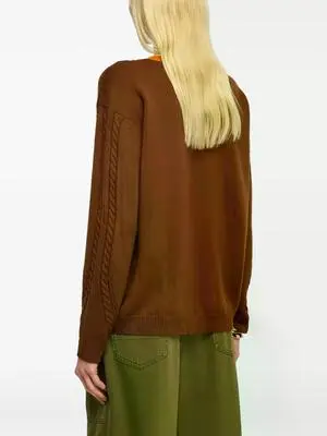 SEMICOUTURE Cable-knit Striped-trim Sweater
