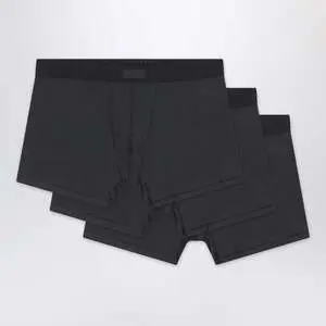 SKIMS Set Of 3 Stretch Cotton Boxer Briefs With Functional Fly - Black