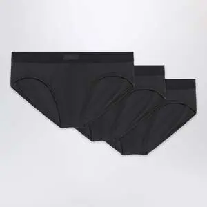 SKIMS Set Of 3 Stretch Cotton Mini Briefs With Fly - Black