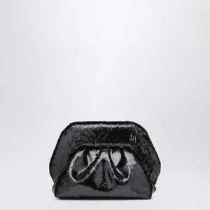 THEMOIRE Mini Glossy Bios Pouch With Pony-hair-effect Vegan Faux Leather & Magnetic Closure - Black