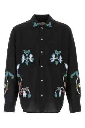 BAZISZT Rouat Cotton-hemp Shirt For - Black