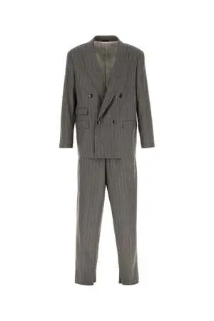 Giorgio Armani Embroidered Wool Suit With Striped Detail
