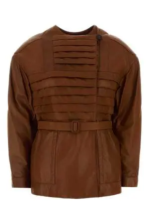 Giorgio Armani Caramel Lambskin Mini Leather Jacket - Camel