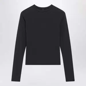 SKIMS Long-sleeve Mini Crew-neck T-shirt In Stretch Fabric - Black