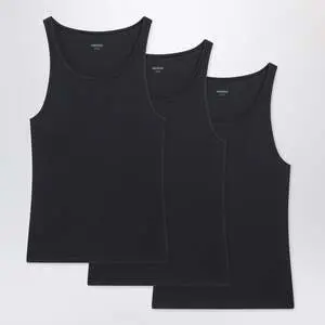 SKIMS Set Of 3 Ribbed Stretch Cotton Tank Tops - Black