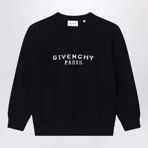 Givenchy Ribbed-trim Cotton Cashmere Intarsia Logo Sweater - Black