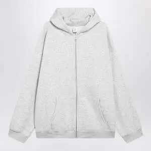 SKIMS Light Zip-up Hooded Sweatshirt In Cotton Fleece - Grey