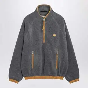 AMI Paris Ash Bouclé Patch Half-zip Fleece Sweatshirt