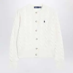 Polo Ralph Lauren Cable-knit Crew-neck Cardigan In Wool And Cashmere With Button Front