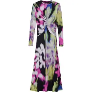 Desigual Twist Front Long Sleeve Midi Dress - Multi