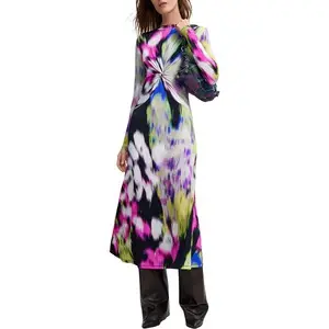 Desigual Twist Front Long Sleeve Midi Dress - Multi