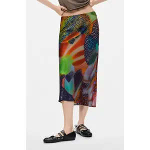 Desigual Printed Midi Skirt - Black