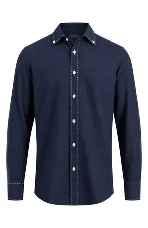 Zanella Crown Cotton Sport Shirt - Navy