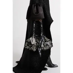 Alexander McQueen Manta Embellished Leather Shoulder Bag - Black/silver