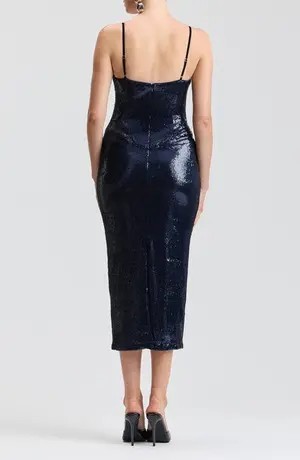Avec Les Filles Sequined Bustier Midi Dress