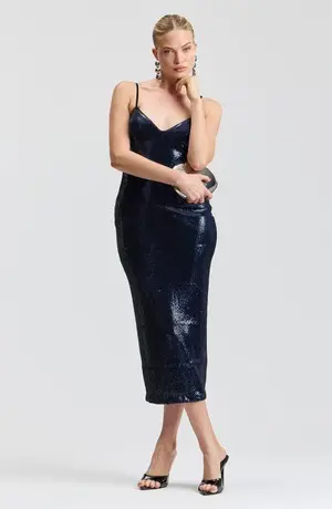 Avec Les Filles Sequined Bustier Midi Dress