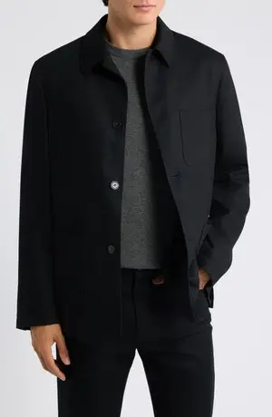 Canali Wool Blend Shirt Jacket - Black