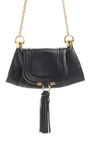 Chloé Marcie Foulard Leather Shoulder Bag - Black