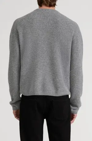 FRAME Waffle Cmere Blend Crewneck Sweater - Ash