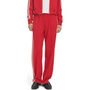 Rag & Bone Irina Mid Rise Wide Leg Ponte Track Pants - Red Multi