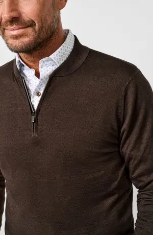David Donahue Skipper Merino Wool Blend Quarter Zip Sweater