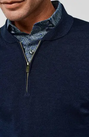 David Donahue Skipper Wool Blend Quarter Zip Sweater