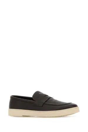 Prada Dark Leather Loafers - Brown