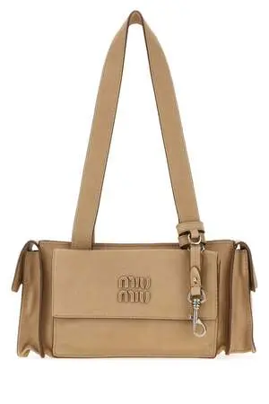 Miu Miu Beige Nappa Leather Shoulder Bag - Brown