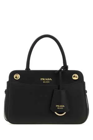 Prada Leather Mini Carry Handbag - Black
