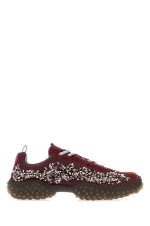 Miu Miu Bordeaux Suede And Tech Fabric Bubble Sneakers - Red
