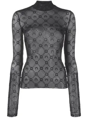 MARINE SERRE Monogram Mesh Flock Top - Multicolor