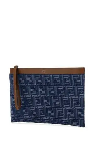 Fendi Embroidered Denim Clutch