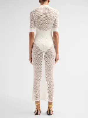Kiki De Montparnasse High Summer Silk Crochet Polo Dress