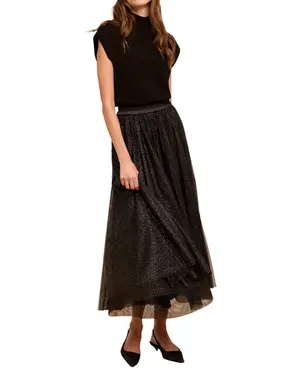 Mint Velvet Glitter Tulle Skirt
