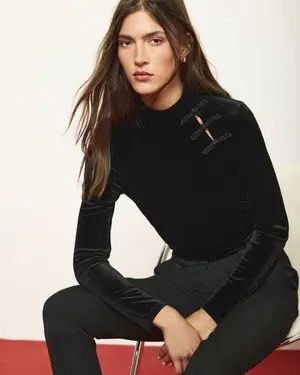 Mint Velvet Velvet High Neck Top