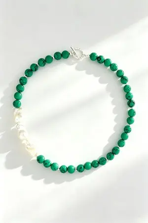 CLASSICHARMS Turquoise & Baroque Pearl Necklace - Silver