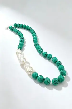 CLASSICHARMS Turquoise & Baroque Pearl Necklace