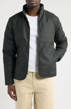 FLINT & TINDER BY HUCKBERRY York Quilted Waxed Jacket - Dark Olive