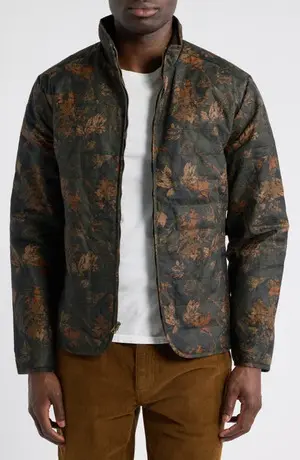 FLINT & TINDER BY HUCKBERRY York Quilted Waxed Jacket - Leaf Camo