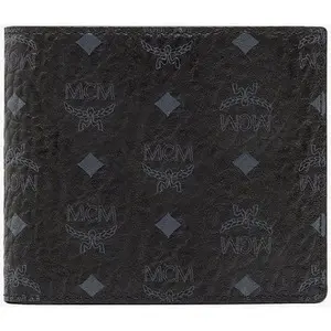 Mcm Bifold Wallet With Coin Pocket In Visetos Original - Black
