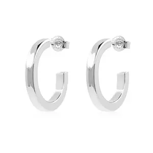 Côté Caché Square Tube Hoop Earrings - Silver