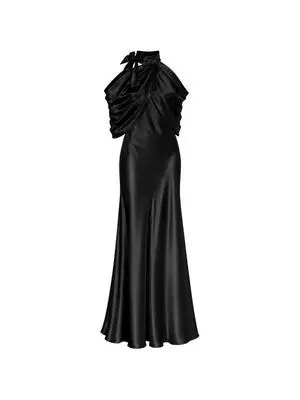Alberta Ferretti Draped Bow-detail Maxi Dress - Black
