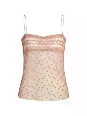Alberta Ferretti Embroidered Sheer Camisole Top